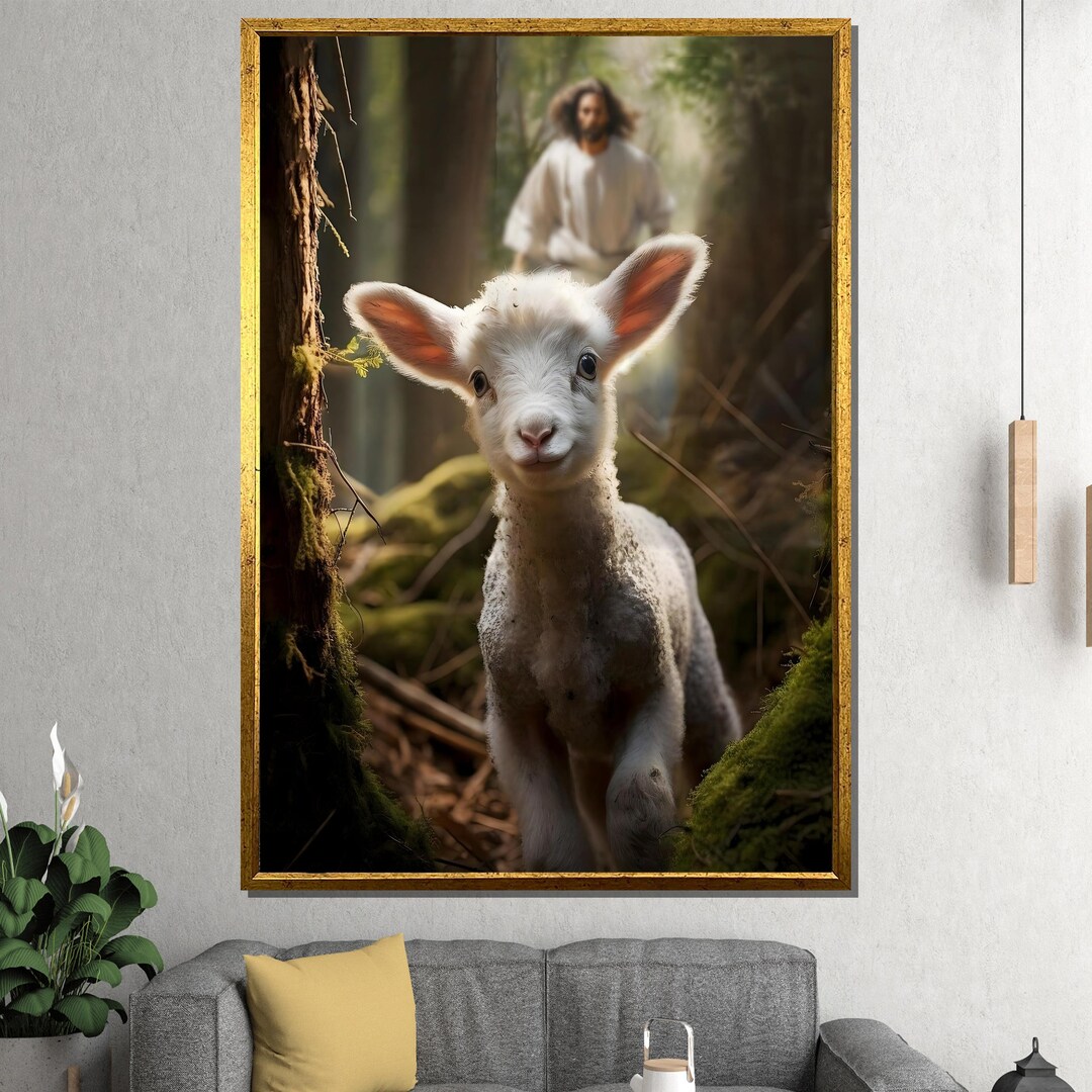 Lamb of God Wall Art, Christian Canvas Print, Jesus and Lamb Painting ...