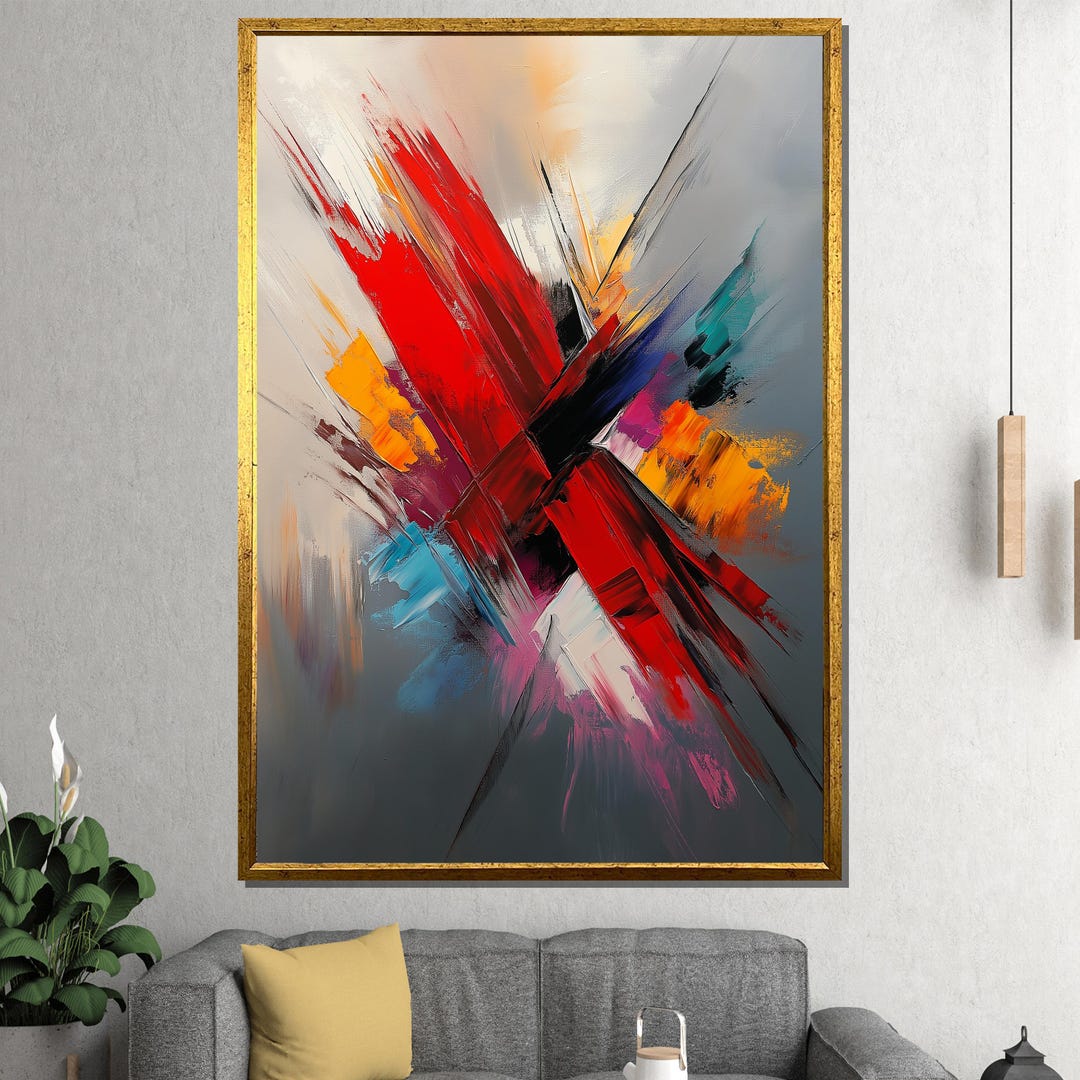 Bold Abstract Color Splash Canvas Painting - Modern Textured Wall Art ...