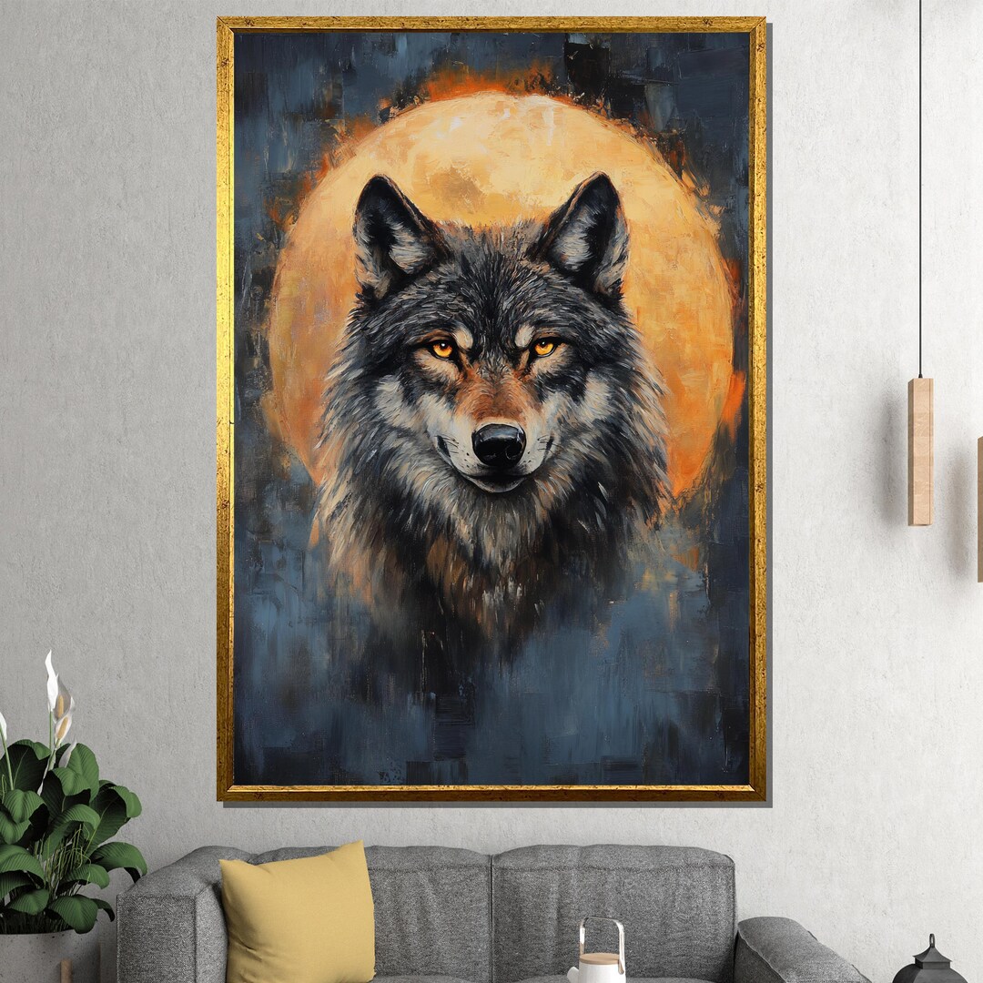 Majestic Wolf Canvas Painting – Bold Wildlife Wall Art for Modern Home ...