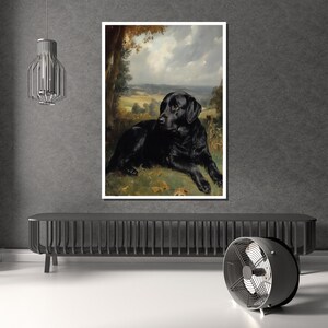 Classic Black Labrador Canvas Painting – Elegant Dog Wall Art for Home ...
