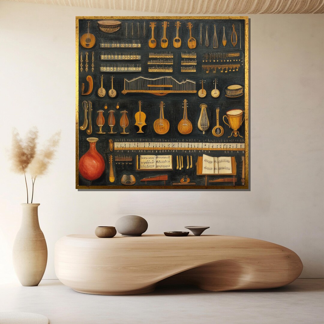 Vintage Musical Instruments Canvas Painting – Unique Wall Art Gift for ...
