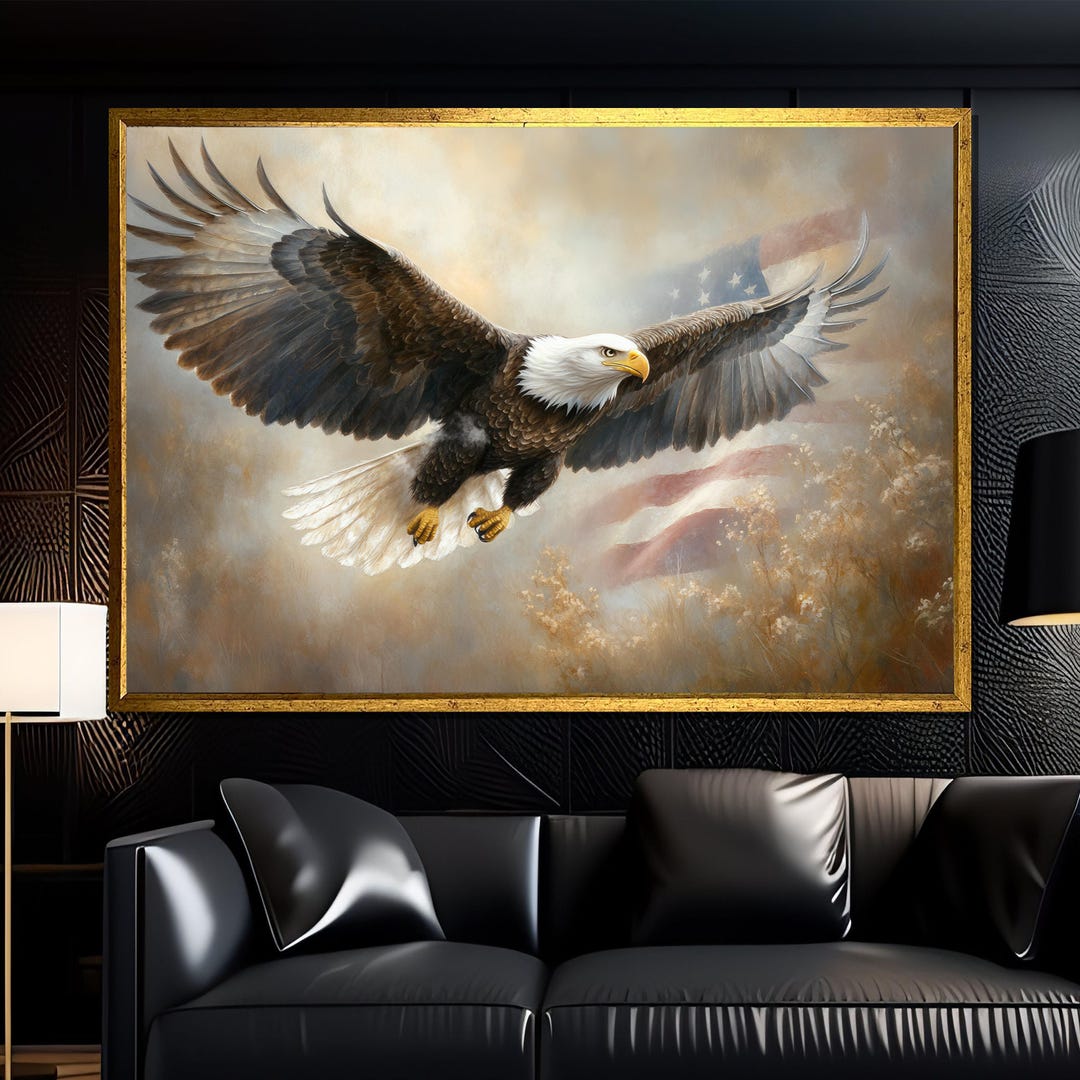 Bald Eagle Canvas Painting Gift - Patriotic Wildlife Wall Art With ...