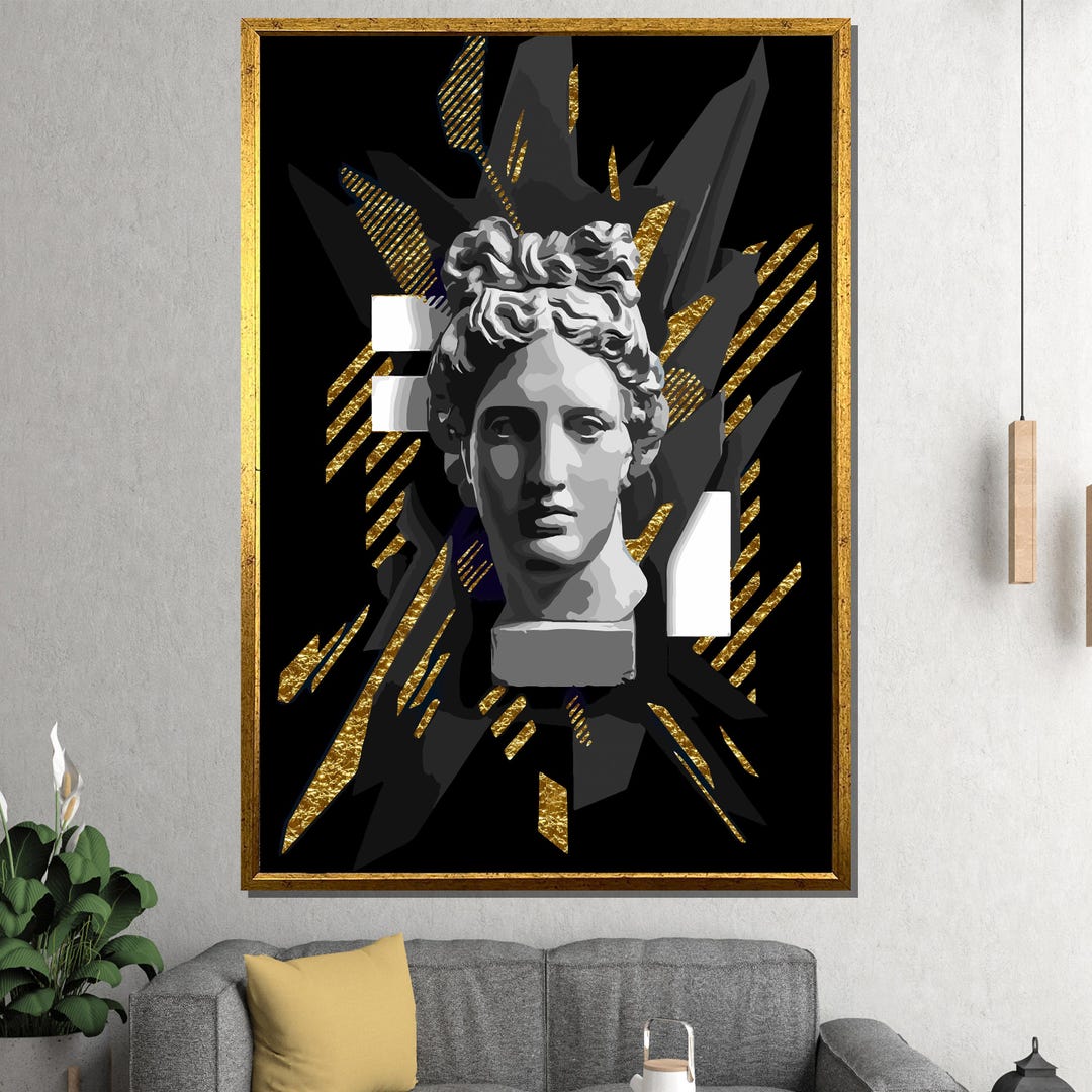 Modern Apollo Bust Wall Art - Bold and Sophisticated Canvas Painting ...