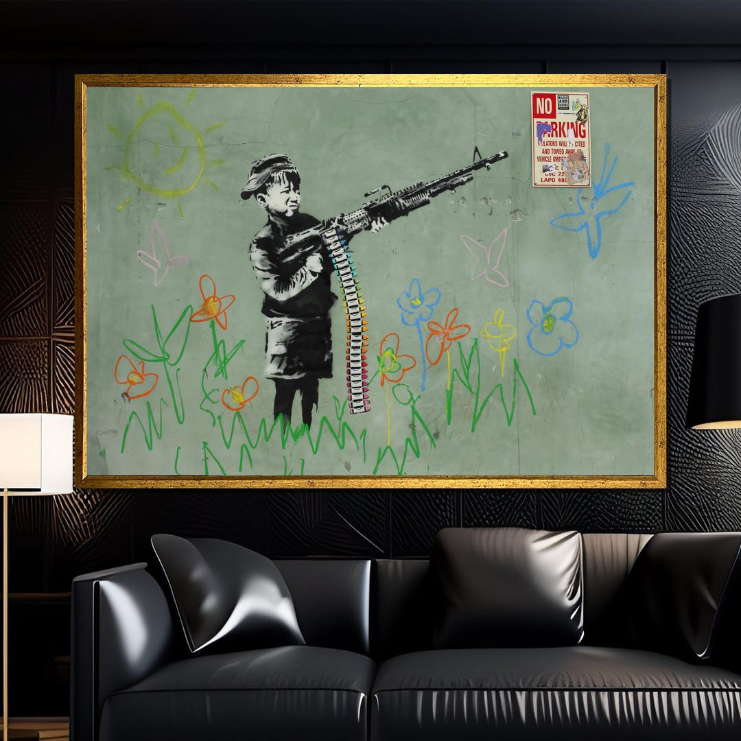 Child Soldier Graffiti Canvas Painting - Provocative Wall Art Gift for ...