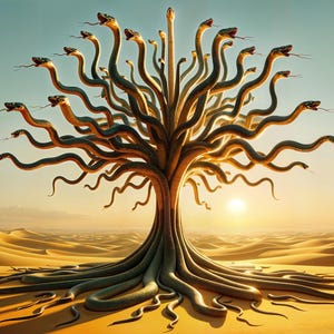 Surreal Snake Tree Painting, Desert Landscape Art - Etsy