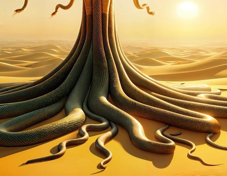 Surreal Snake Tree Painting, Desert Landscape Art - Etsy