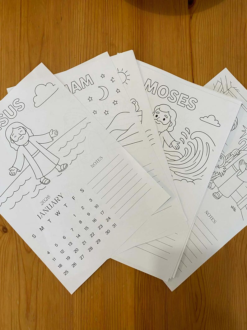 2026 Kids Christian Colouring in Calendar - Etsy