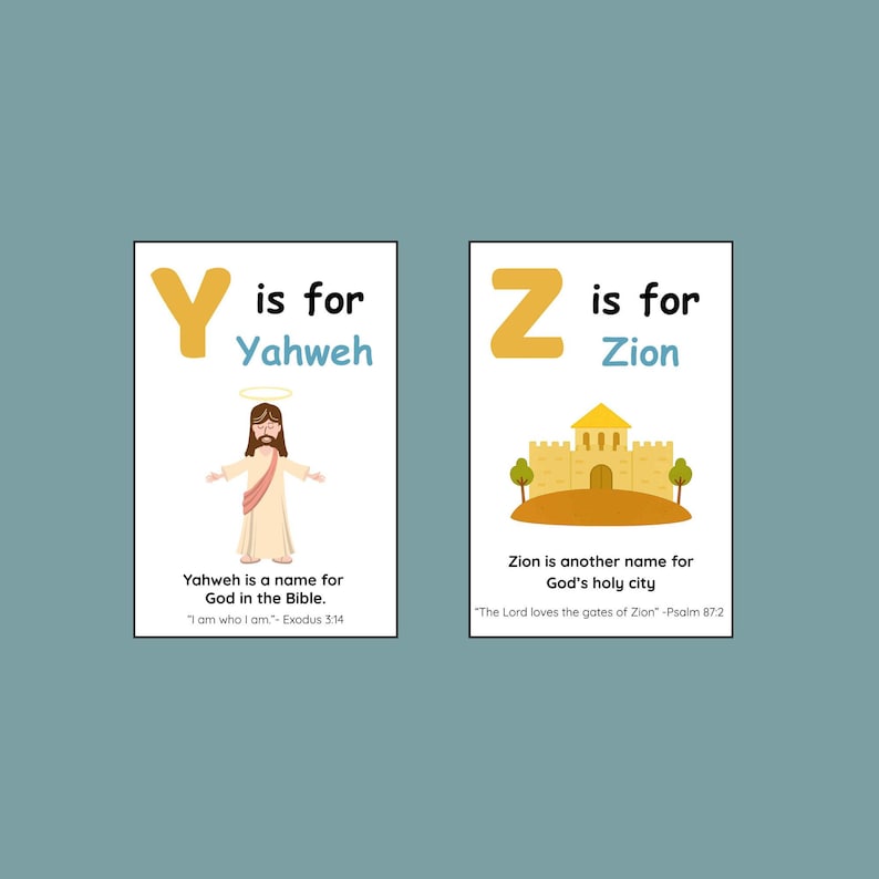 Bible Alphabet Flashcards | Printable Scripture Cards for Toddlers ...
