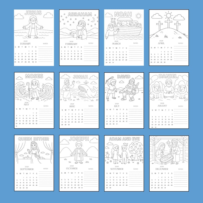 2026 Kids Christian Colouring in Calendar - Etsy