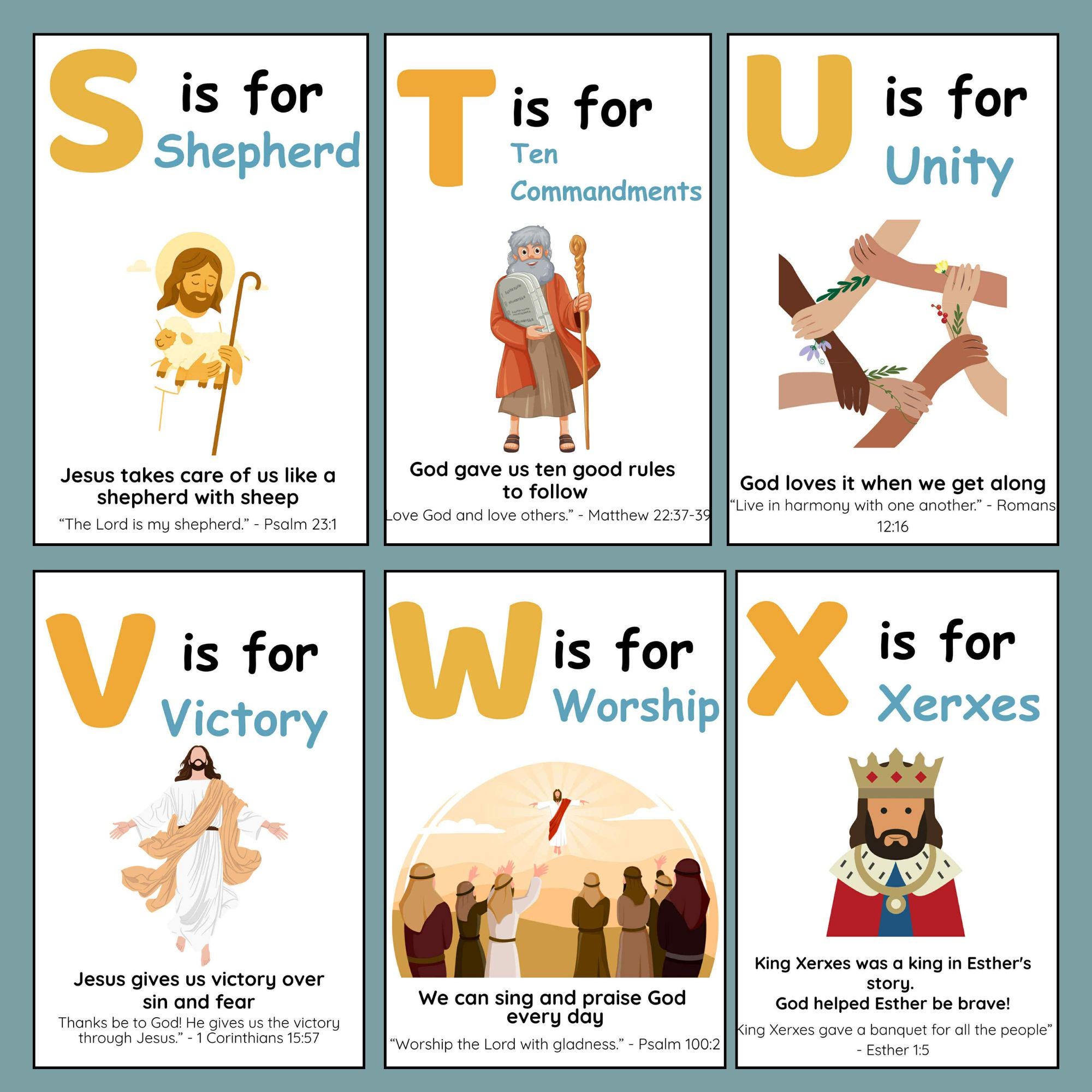 Bible Alphabet Flashcards | Printable Scripture Cards for Toddlers ...