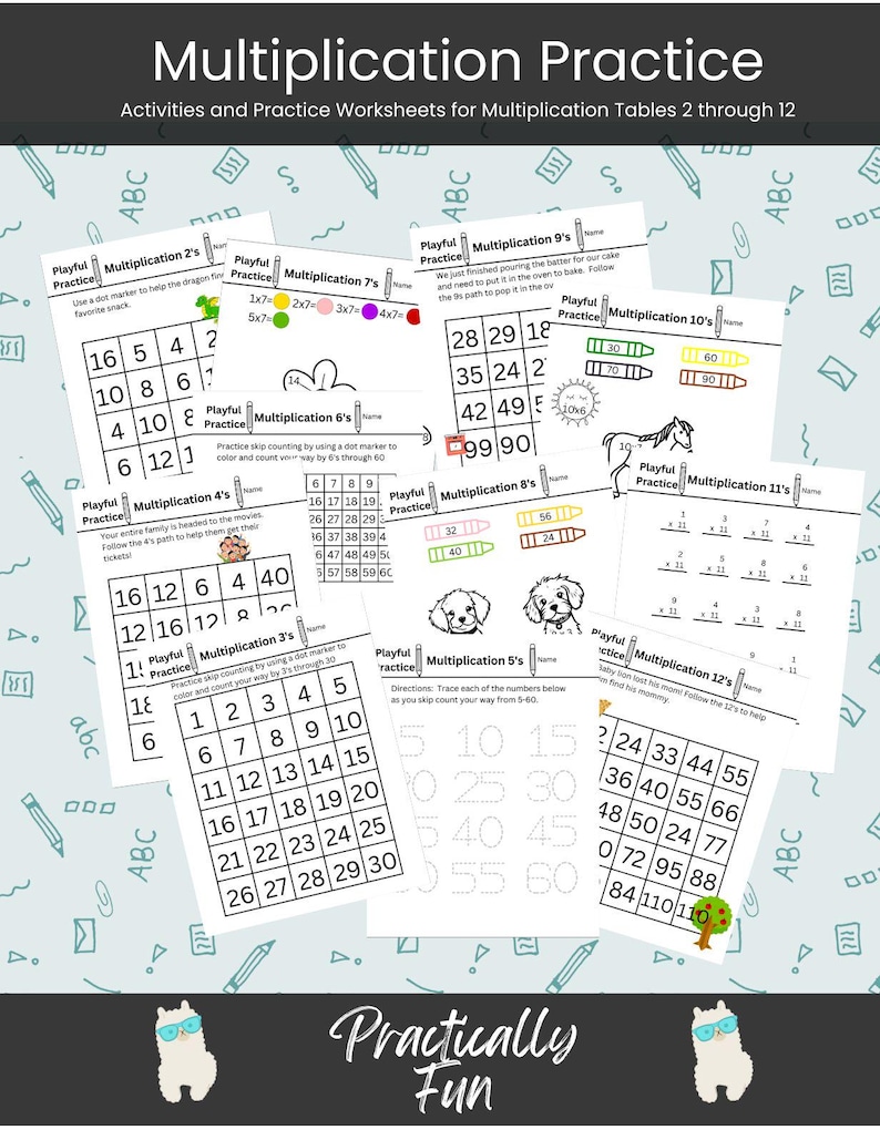 Tablas de práctica de multiplicación del 2 al 12 - Etsy España