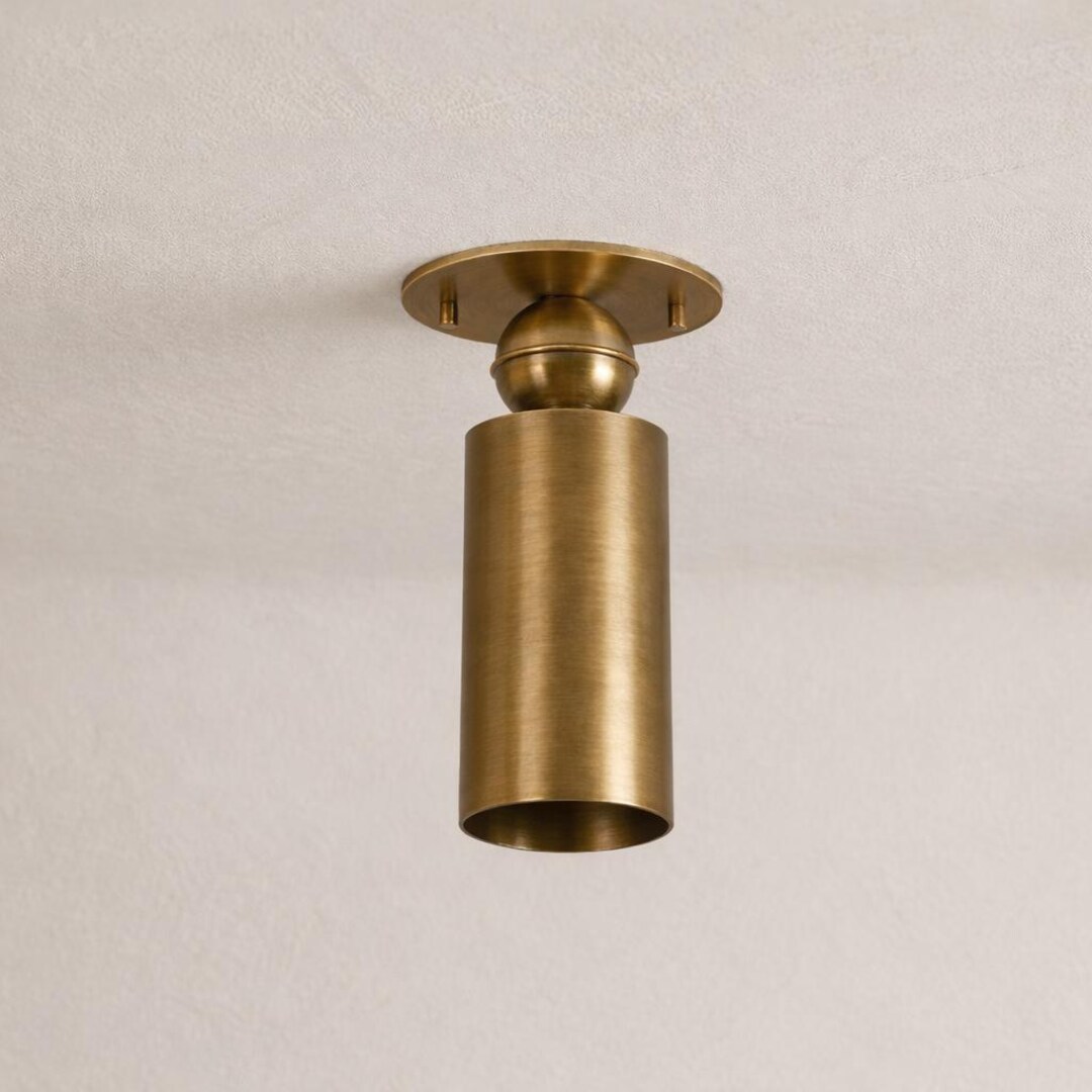 Fixed Ceiling Spotlight– Handmade Solid Brass Light – Hardwired Fixture ...