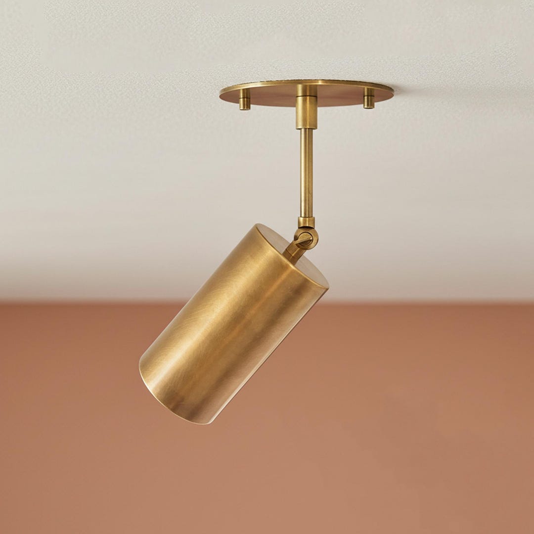 Adjustable Spotlight -- Mid-century Brass Light -- Cylinder Ceiling ...