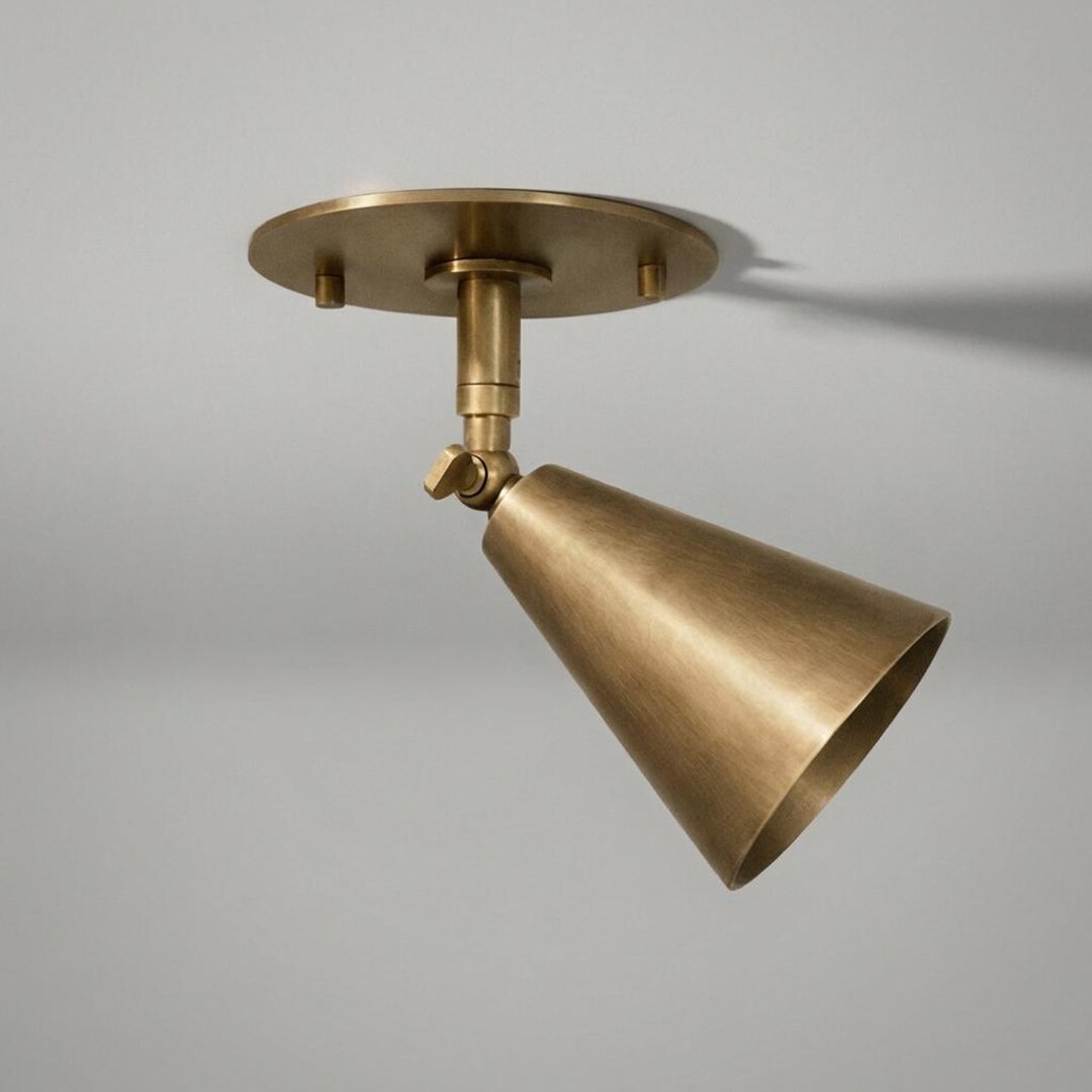 Adjustable Brass Ceiling Light -- Spotlight -- Modern Cone Light. No ...