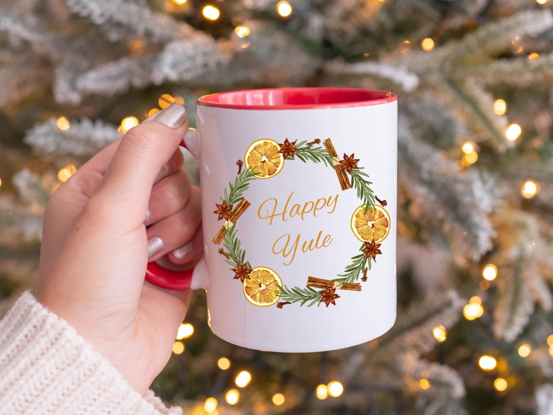 Happy Yule Accent Mug, Winter Solstice Coffee Mug, Holiday Tea Cup ...