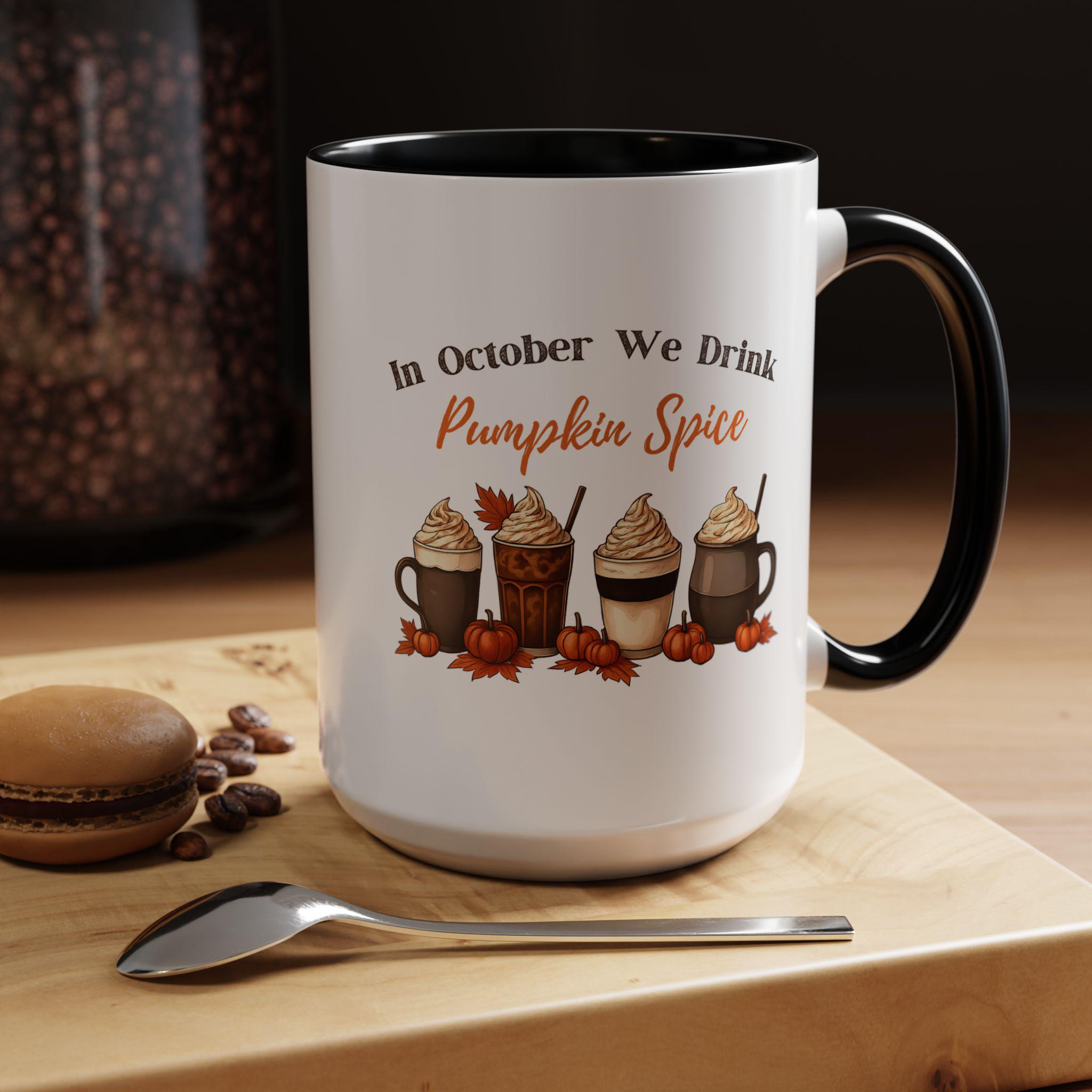 October Pumpkin Spice Latte Coffee Mug, Cute Autumn PSL Ceramic Coffee ...