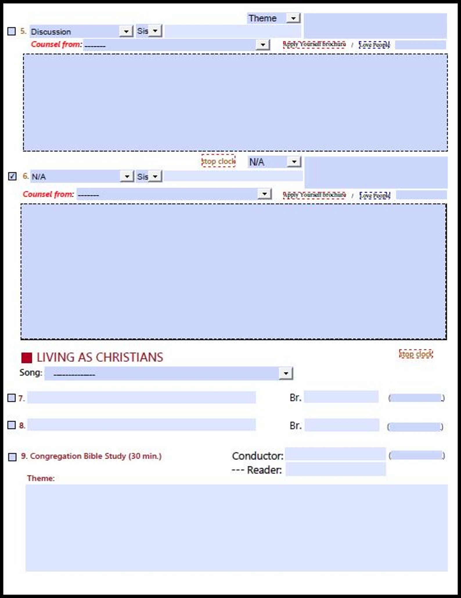Congregation Chairman Outline Template -JW - Etsy