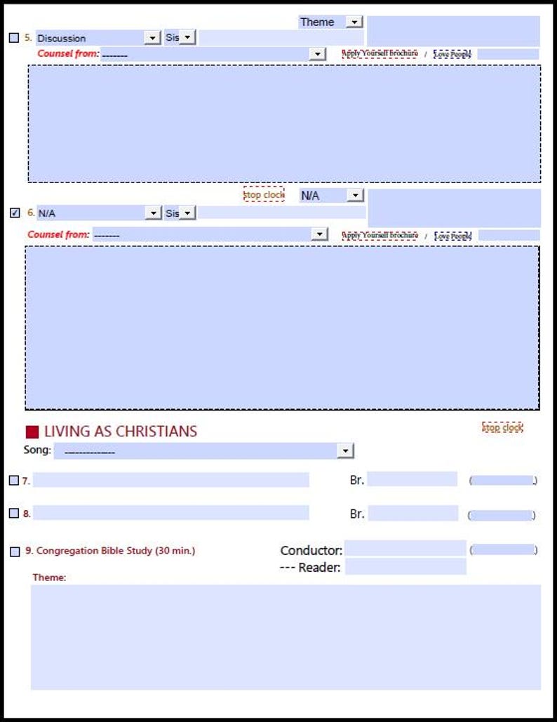 Congregation Chairman Outline Template -JW - Etsy