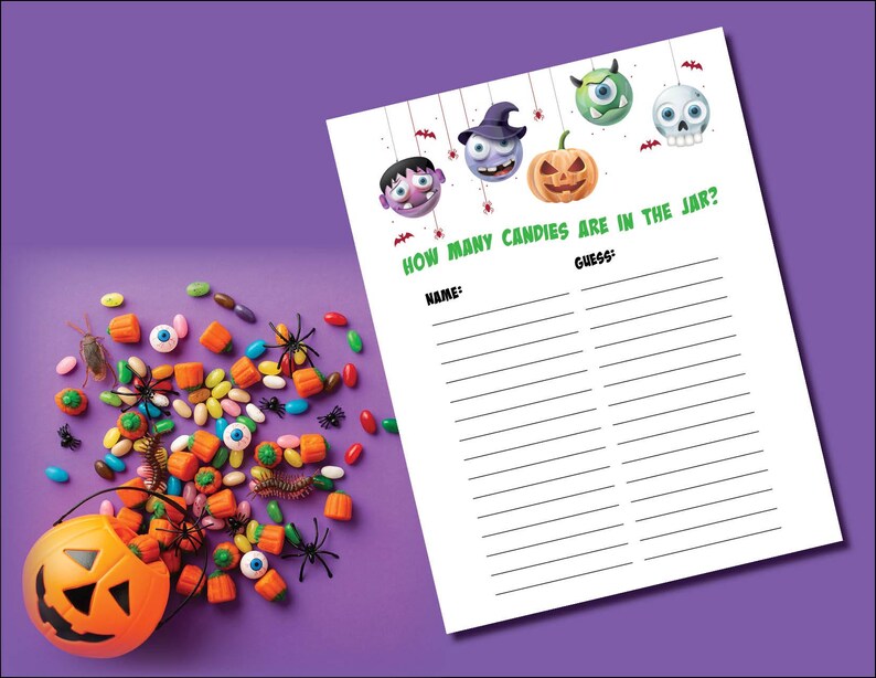 Halloween Candy Guessing Game Sheet Printable - Etsy