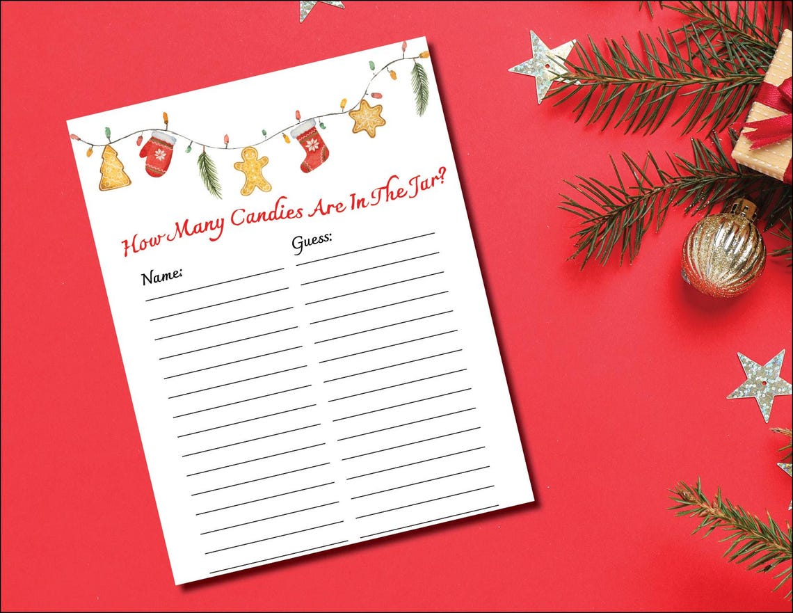 Christmas Holiday Candy Guessing Game Sheet Printable - Etsy