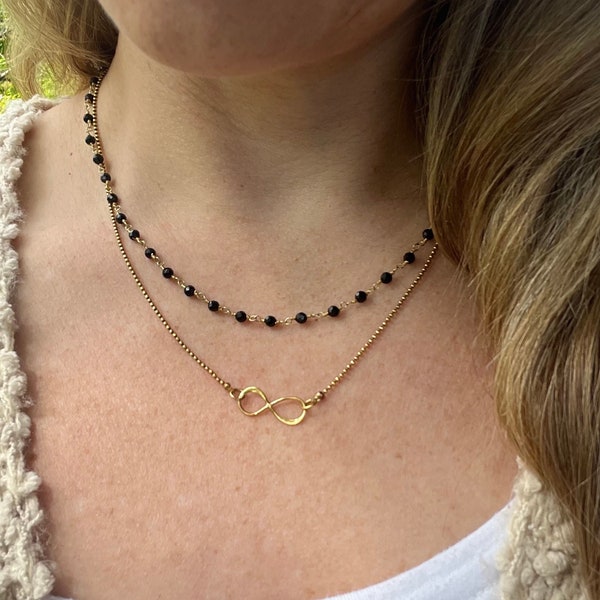 Black Spinel Necklace Women Rosary Etsy
