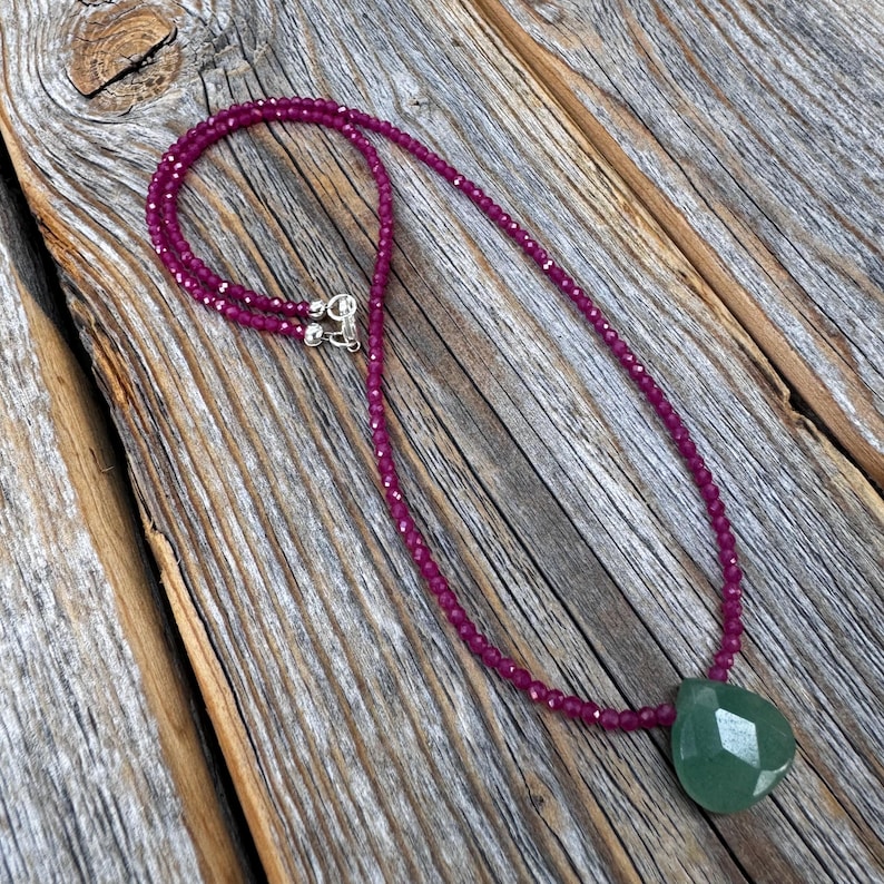 Handmade Ruby Beaded Choker Necklace – Aventurine Accent, July ...