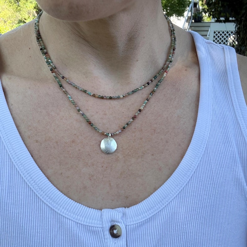 Layered Fancy Jasper Necklace, Earth Tone Beaded Sterling Silver ...
