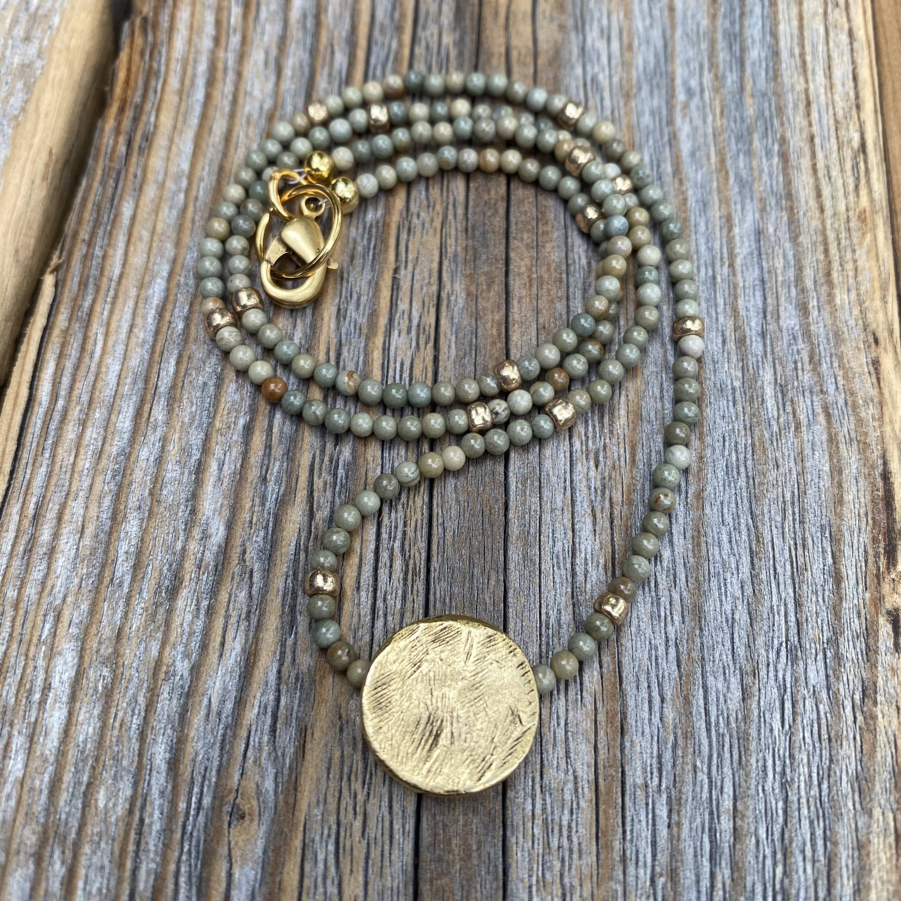 Unique Beaded Boho Necklace – Gold Pendant Necklace, Silver Leaf ...