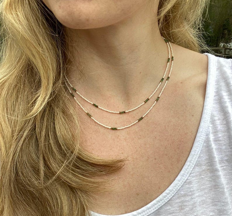 Handmade Jade Beaded Layering Necklace, Boho Seed Bead Jewelry - Etsy