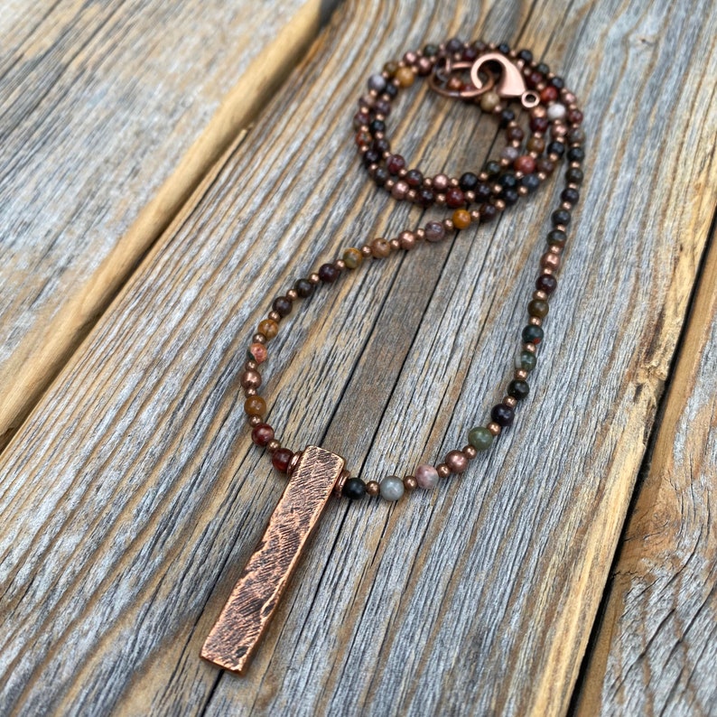 Red Creek Jasper Copper Necklace – Handmade Beaded Pendant Jewelry - Etsy