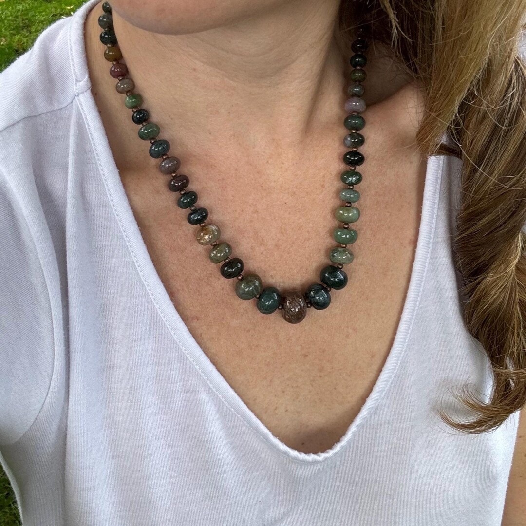 Beaded Jasper Statement Necklace – Chunky Gemstone Jewelry, Handmade ...