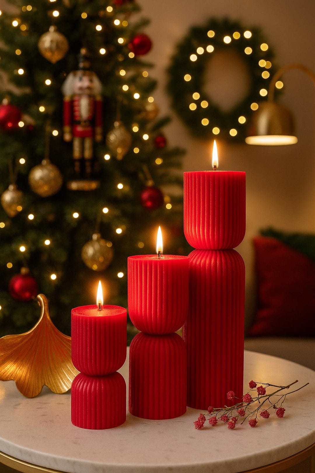 Sculptured Candle, Geometry Candle, Ribbed Pillar Candle, Shaped Candle ...