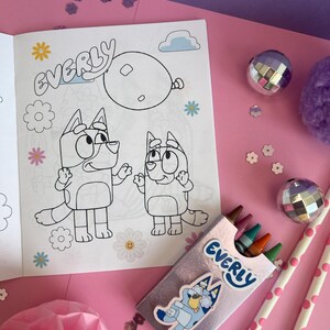 Personalized Bluey Birthday Party Favor | Custom Coloring Book & Crayon ...
