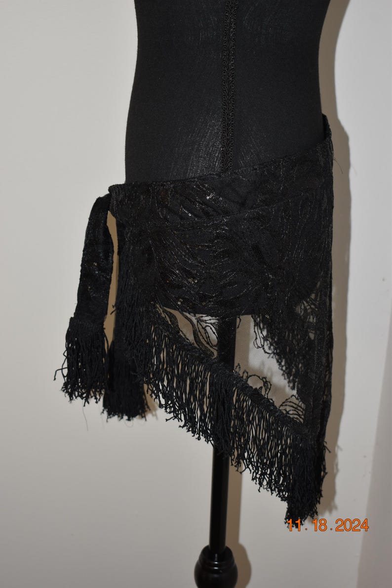 Black Sequin Hip Scarf - Etsy