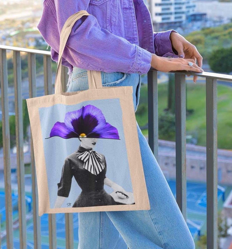 Pansy Flower Tote Bag, Modern Heritage Dreamscape Art Gift, Eclectic ...