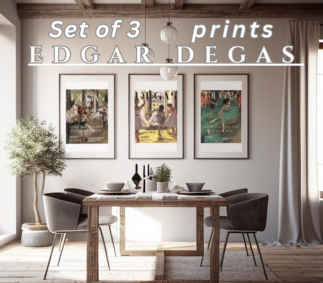 Edgar Degas Print Set of 3 Ballerina Print, Vintage Ballet Deco, Wall ...