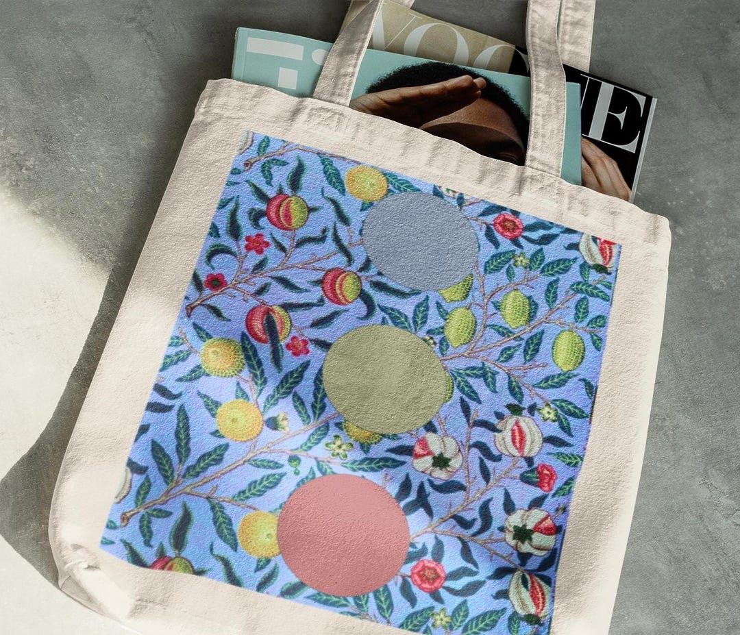 William Morris Fruit Print Tote Bag, Color Block Art Canvas Tote ...