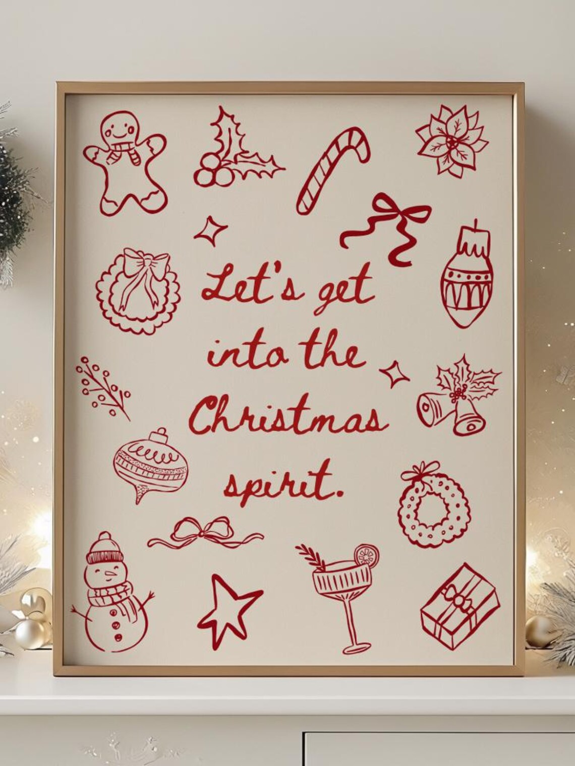 Christmas Spirit Printable Wall Art – Red Christmas | Whimsical Holiday ...