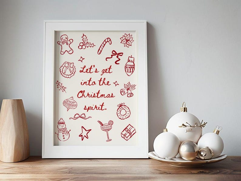 Christmas Spirit Printable Wall Art – Red Christmas | Whimsical Holiday ...