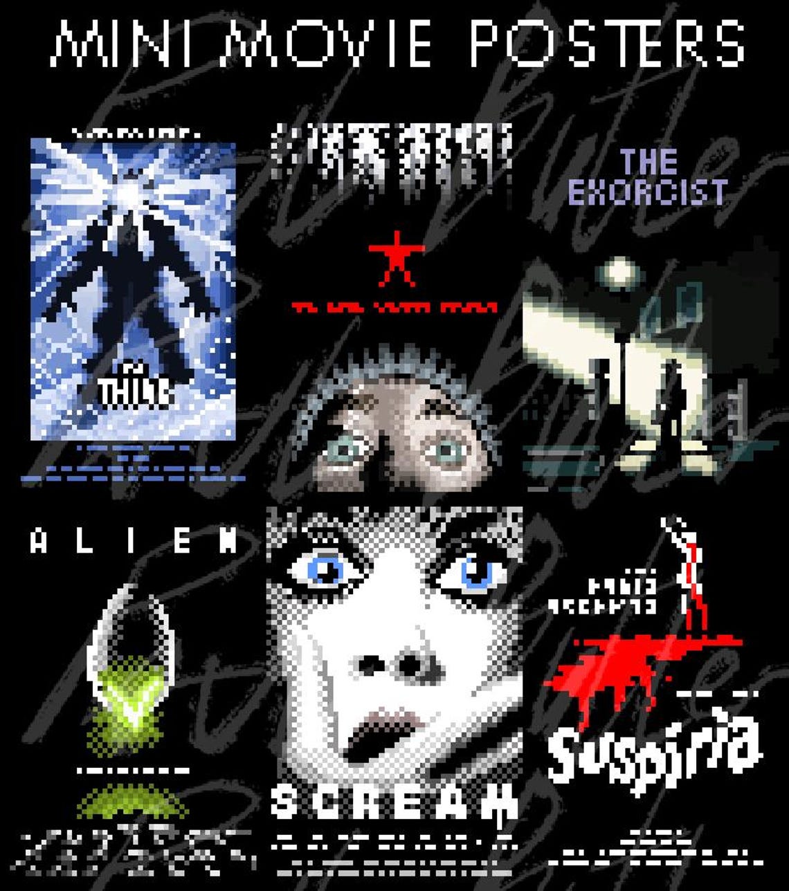 Pixel Art Mini Horror Movie Poster Stickers | 2x3" - Etsy