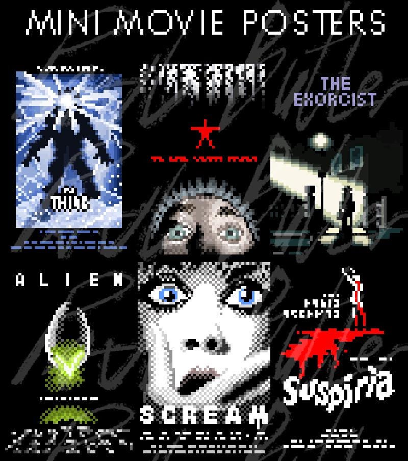 Pixel Art Mini Horror Movie Poster Stickers | 2x3" - Etsy