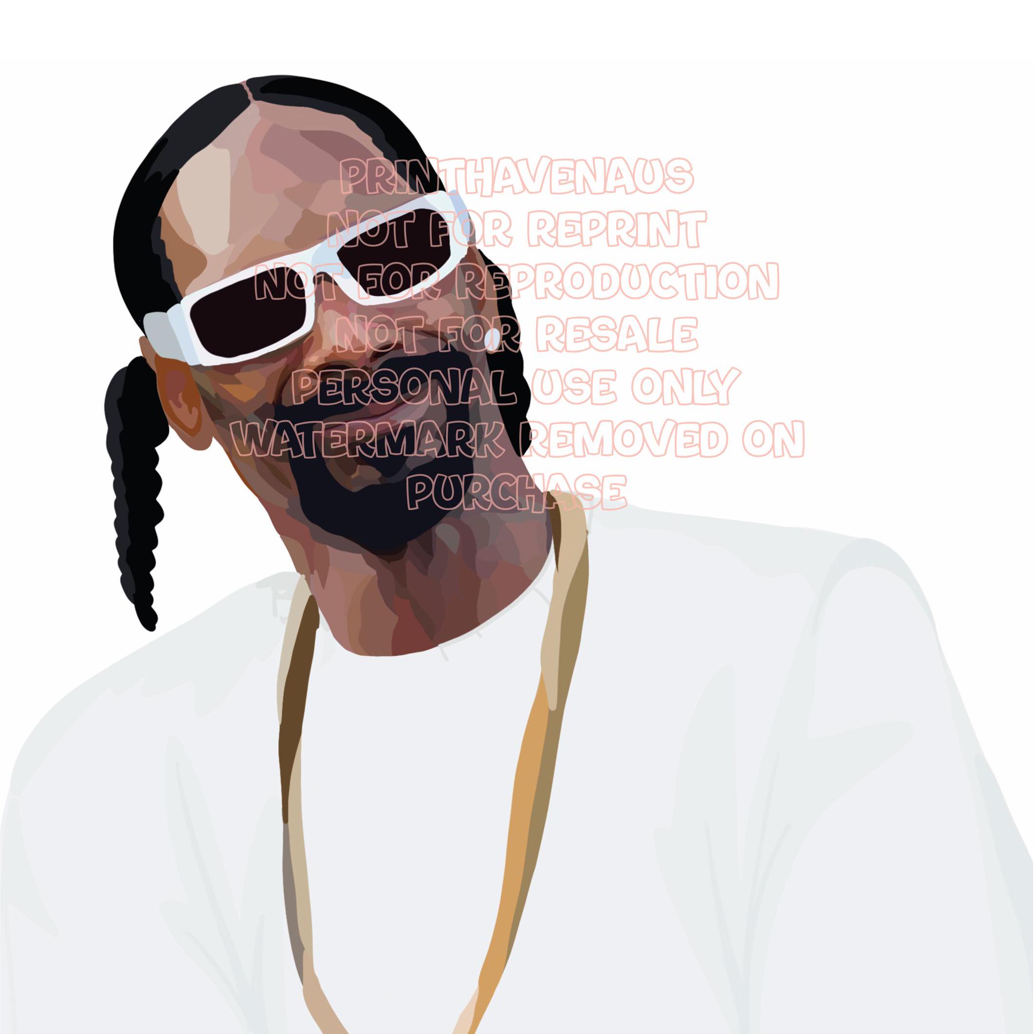 Snoop Dogg hand Drawn Print A3 Digital Art Vector Art PDF Music Rapper ...