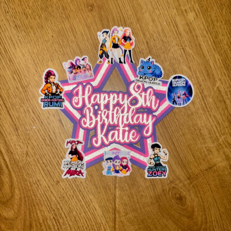 K-pop Demon Hunters Cake Topper, Mira Zoe Rumi Party Decor - Etsy