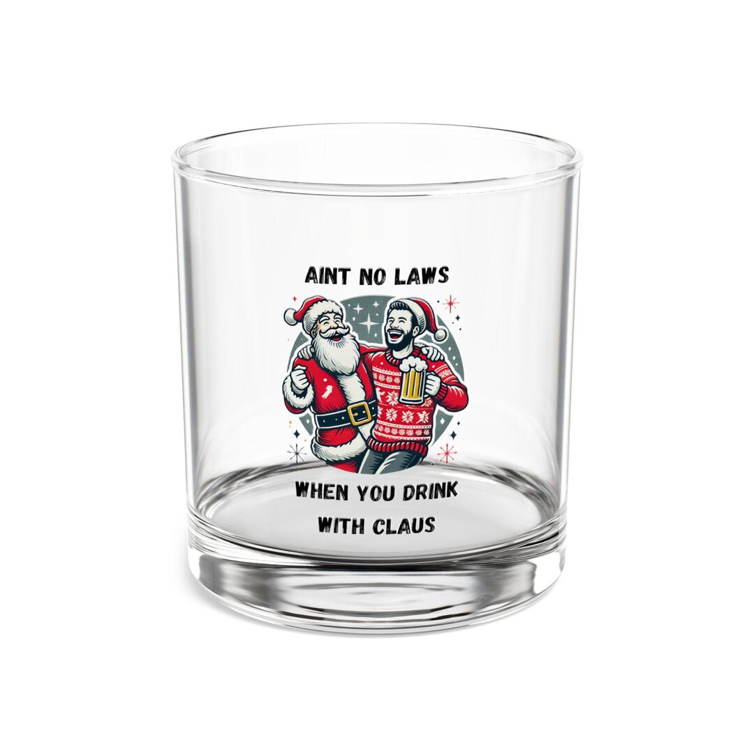 Santa Claus Rocks Glass, 10oz - Christmas Drinking Glass, Holiday ...
