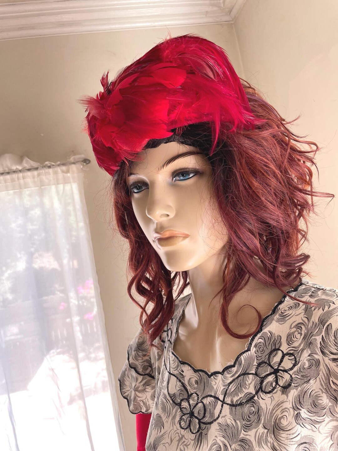 Vintage Authentic 1940s 1950s Red Feather Hat One Size Fits Most - Etsy