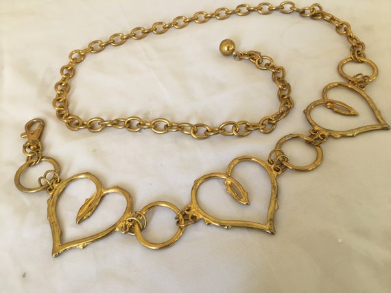 Vintage 1950s Style Gold Tone Metal Chain Link Belt w… - Gem