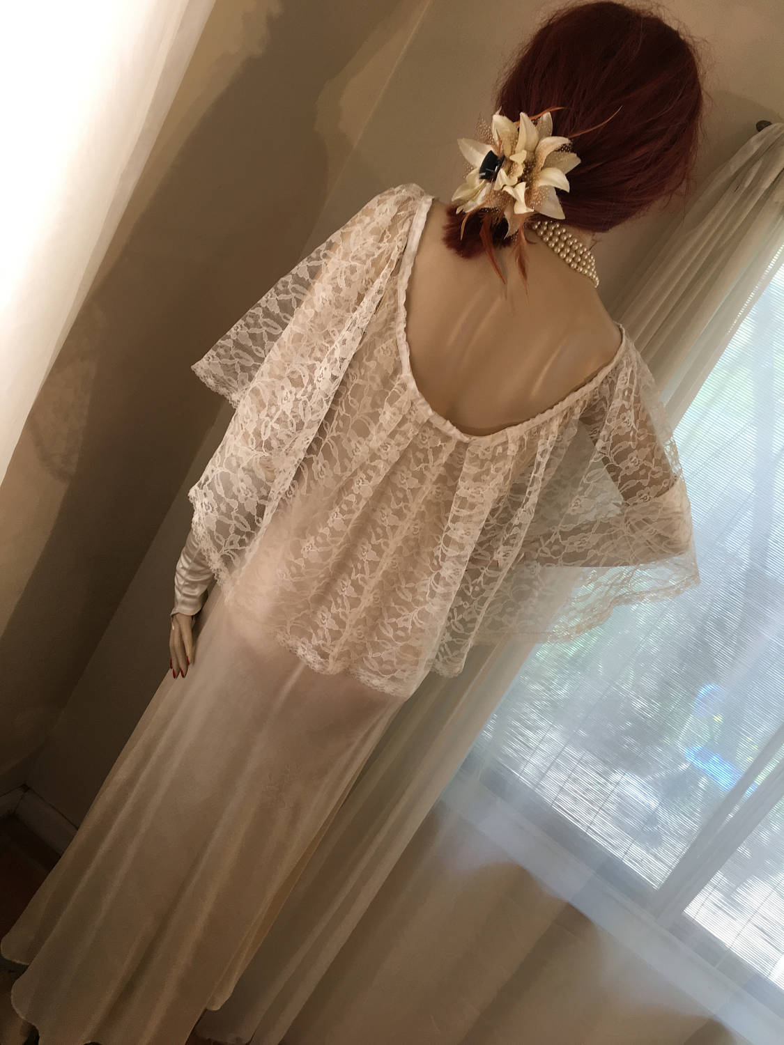 Edwardian Style off White Silk White Lace Gown Almost One Size Original ...