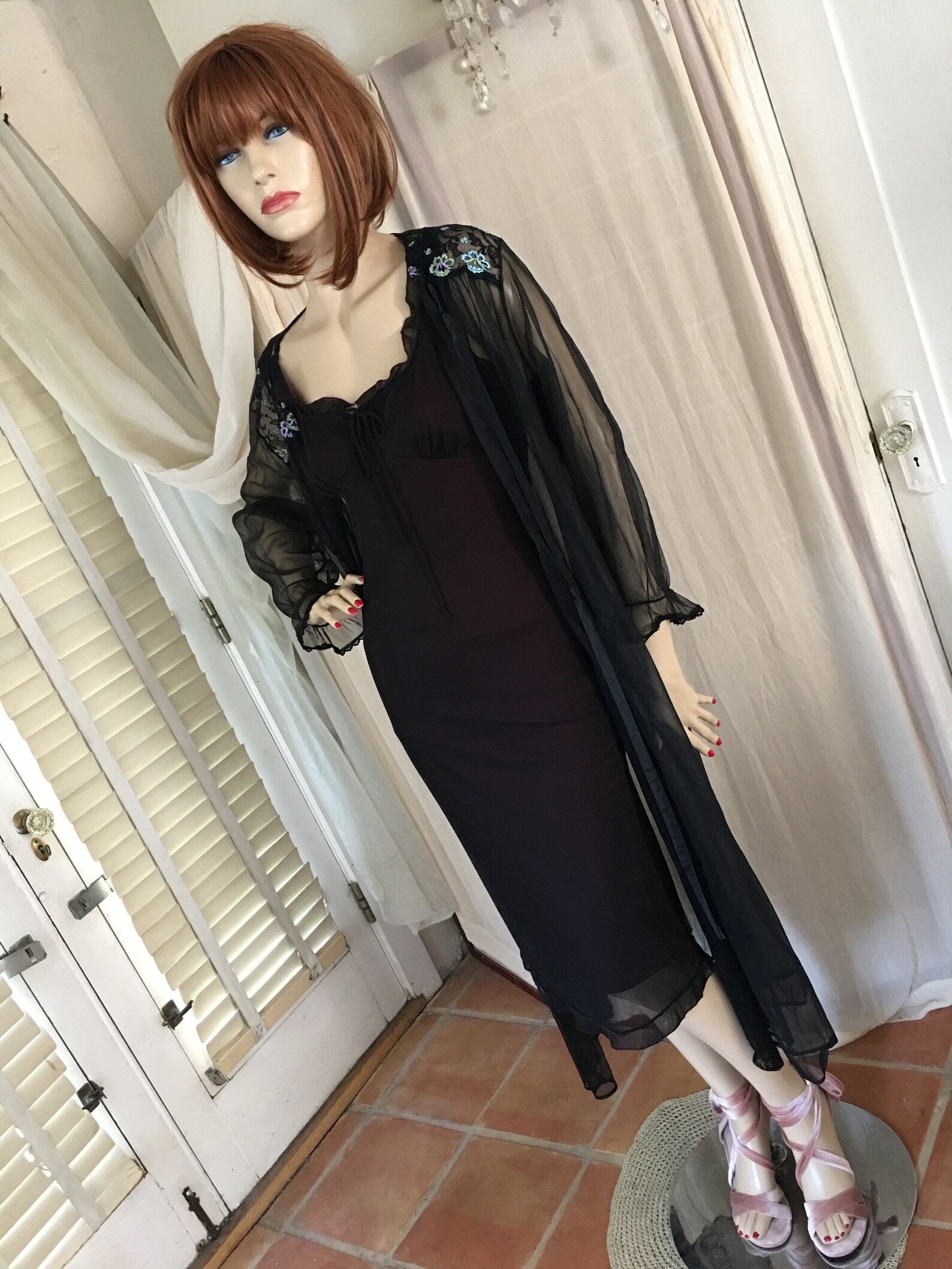 Vintage Sheer Black 1920s Flapper Style Duster Goth Size M or Almost ...
