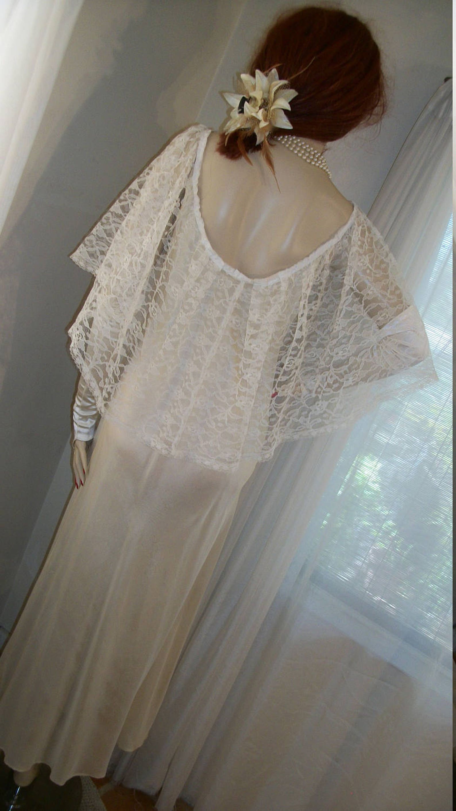 Edwardian Style off White Silk White Lace Gown Almost One Size Original ...