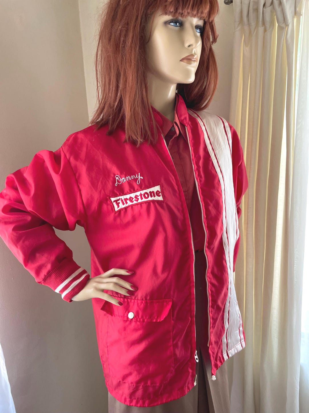 Vintage 60s/70s Firestone Racing Jacket: Red & White Windbreaker (M/L ...